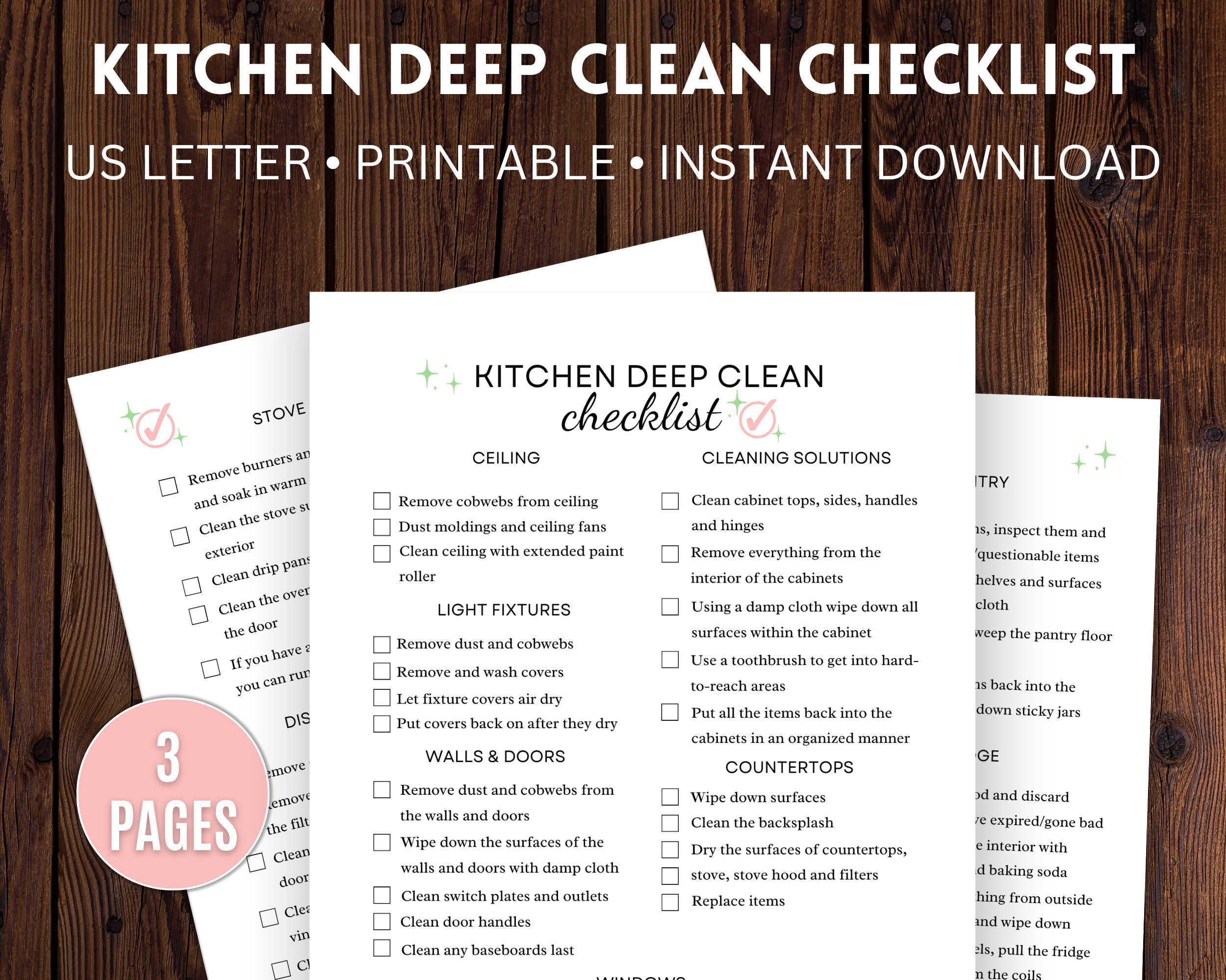 Deep Cleaning Checklist Printable, Kitchen Cleaning Checklist, Cleaning ...