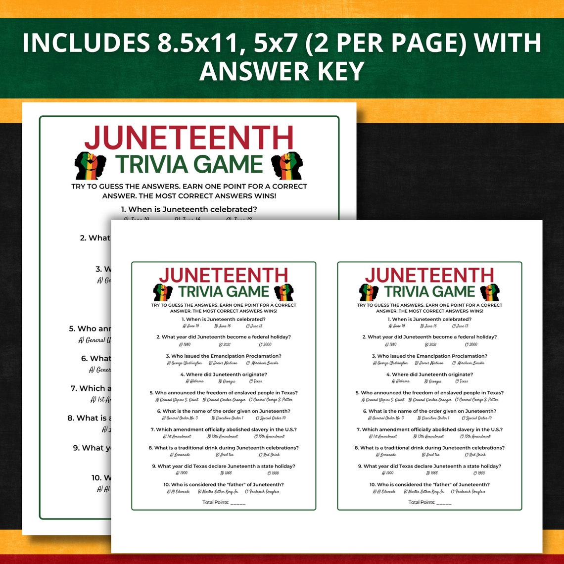 Juneteenth Trivia Game, Printable Freedom Day Trivia Game, Juneteenth ...