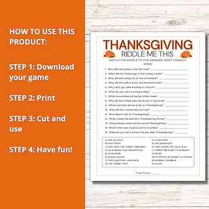 Thanksgiving Riddle Me This Game, Printable Thanksgiving Games for ...
