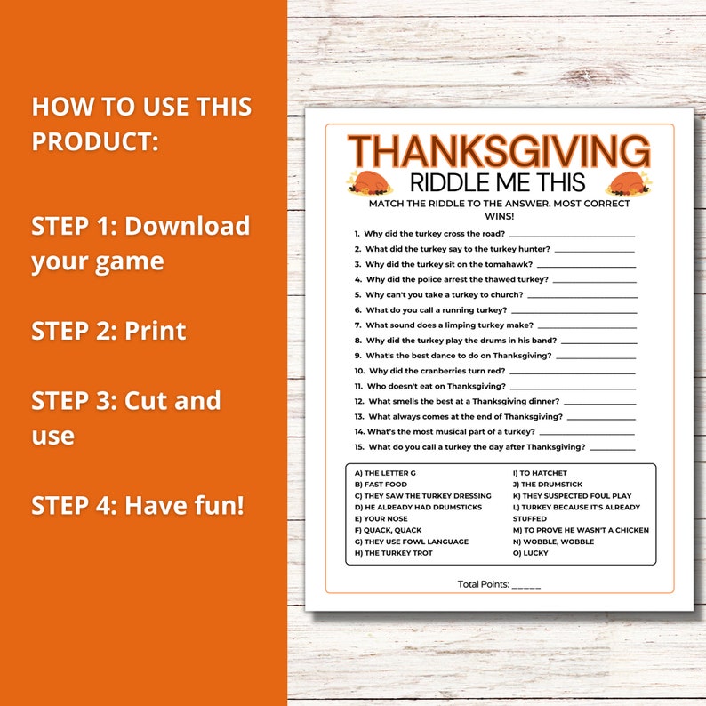 Thanksgiving Riddle Me This Game, Printable Thanksgiving Games for ...