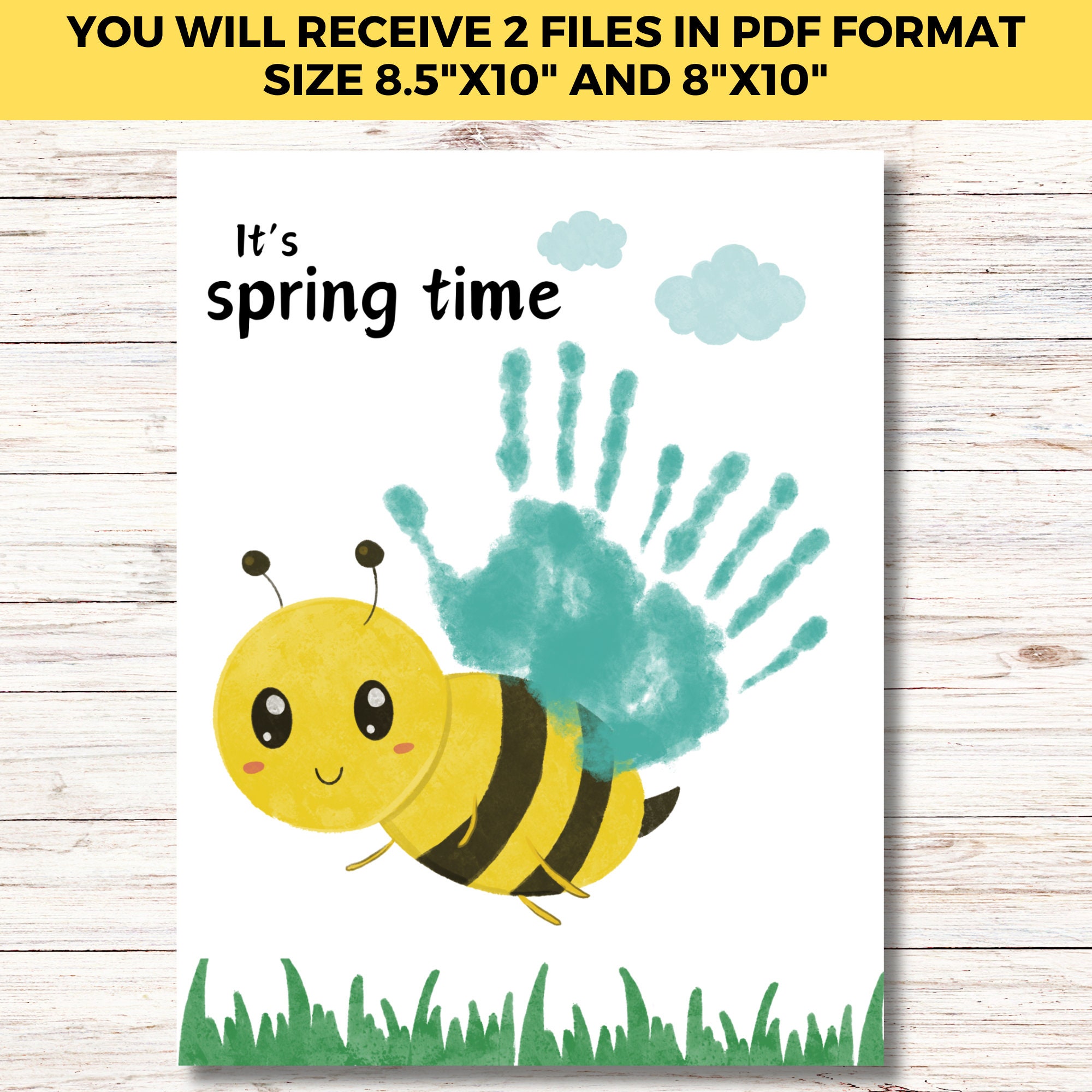 Spring Handprint Art, Printable Spring Handprint Craft, Spring Craft ...