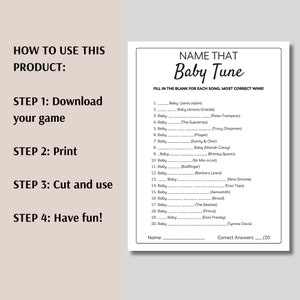 Name That Baby Tune, Printable Name That Baby Song Baby Shower Game ...