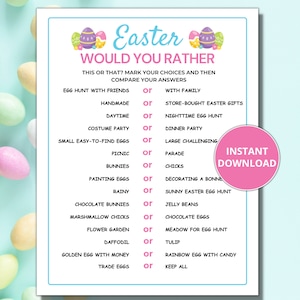 Easter Would You Rather Game, Printable Easter This or That Game, Fun ...