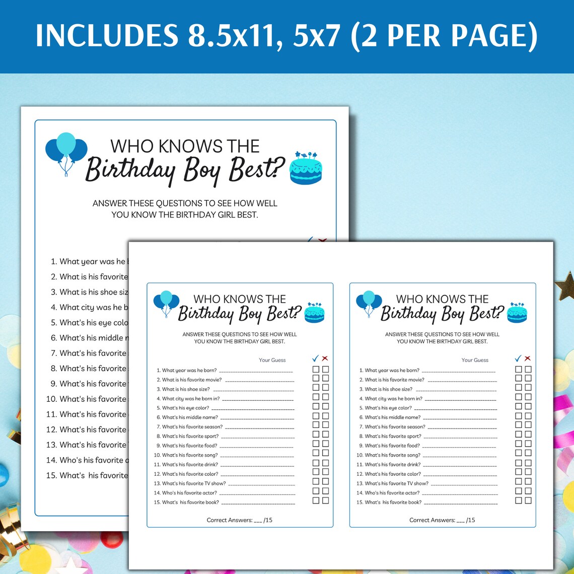 Who Knows the Birthday Boy Best, Printable Birthday Games, How Well Do ...