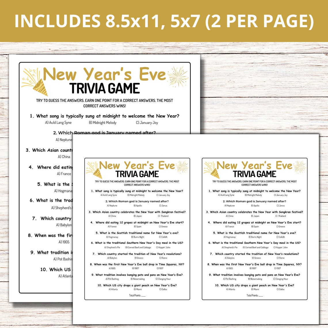 New Year's Eve Trivia Game, Printable New Year's Eve Games for Family ...