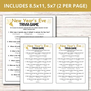 New Year's Eve Trivia Game, Printable New Year's Eve Games for Family ...