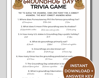 Groundhog Trivia Game, Groundhog Quiz, Printable Groundhog Day Game for ...