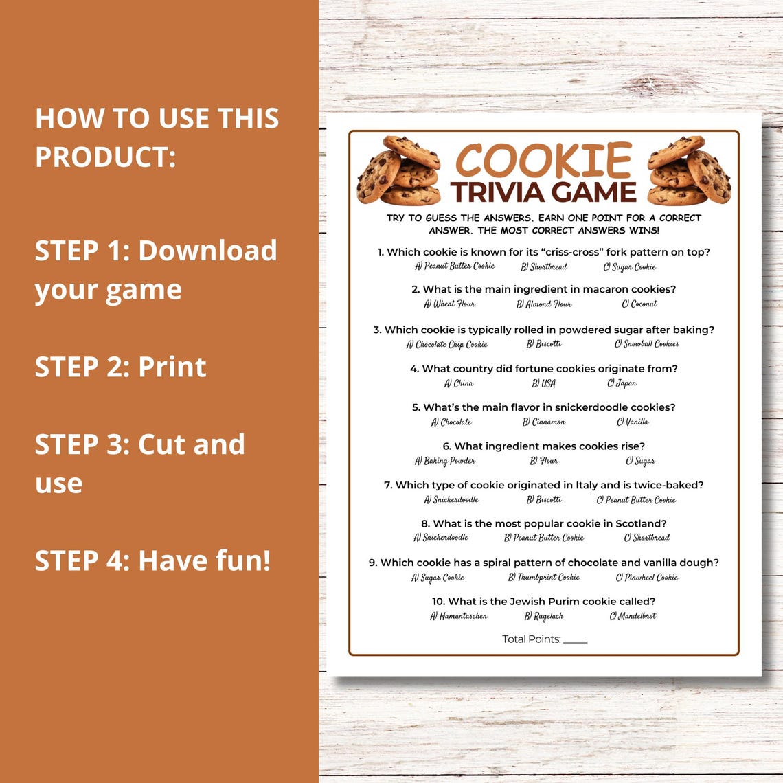 Cookie Trivia Game, Printable Cookie Game, Holiday Cookie Party, Cookie ...
