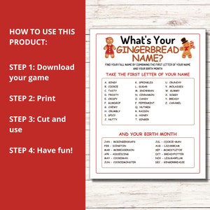 What's Your Gingerbread Name Game, Printable Gingerbread Name Generator ...