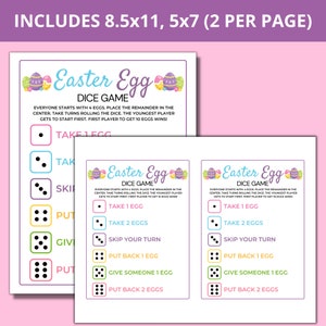 Easter Egg Dice Game, Printable Easter Dice Game, Easter Egg Exchange ...