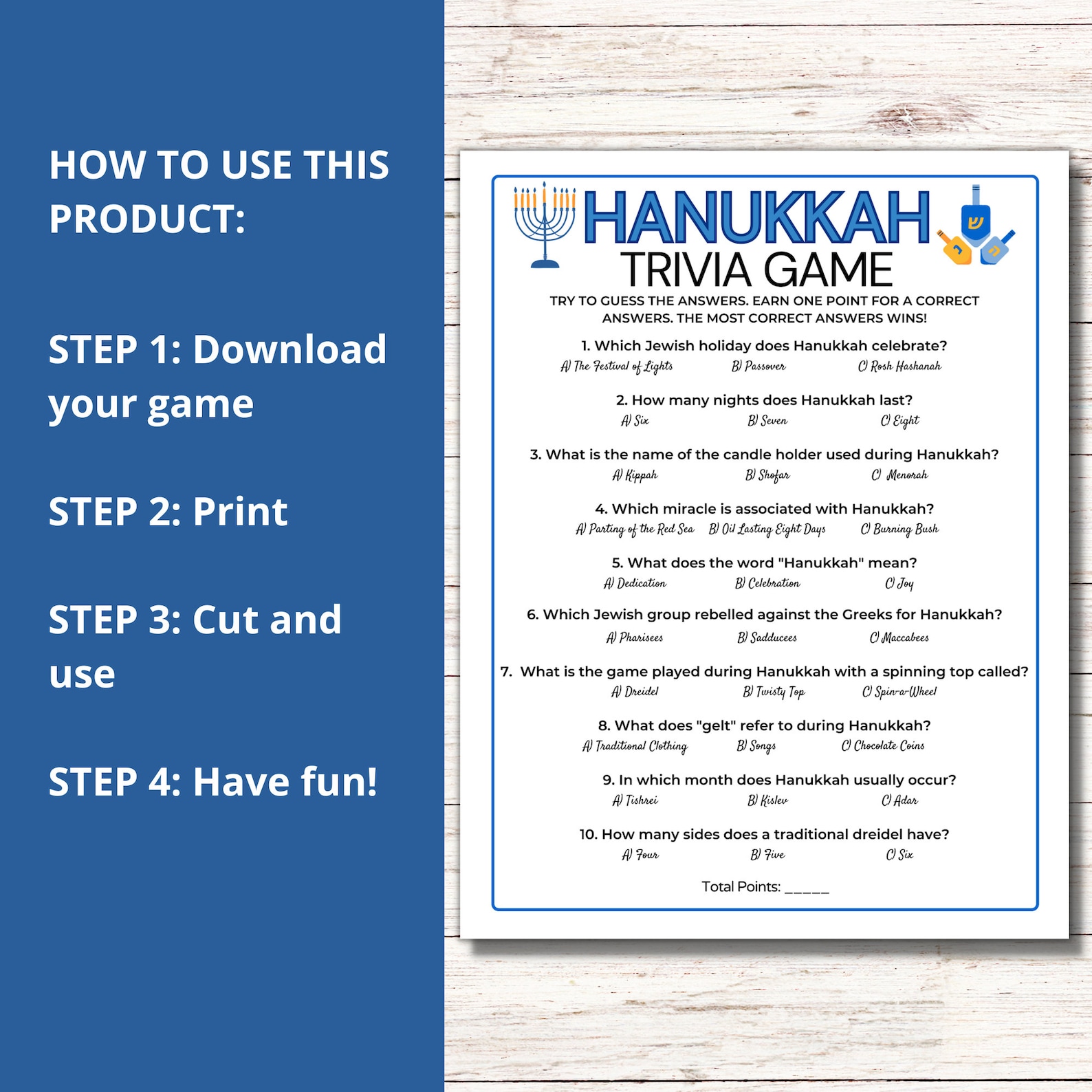 Hanukkah Trivia Game, Printable Hanukkah Games for Family, Chanukah ...