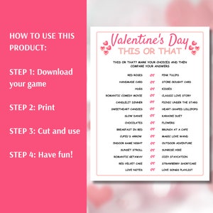 Would You Rather Valentine's Day Game, Printable Valentine This or That ...