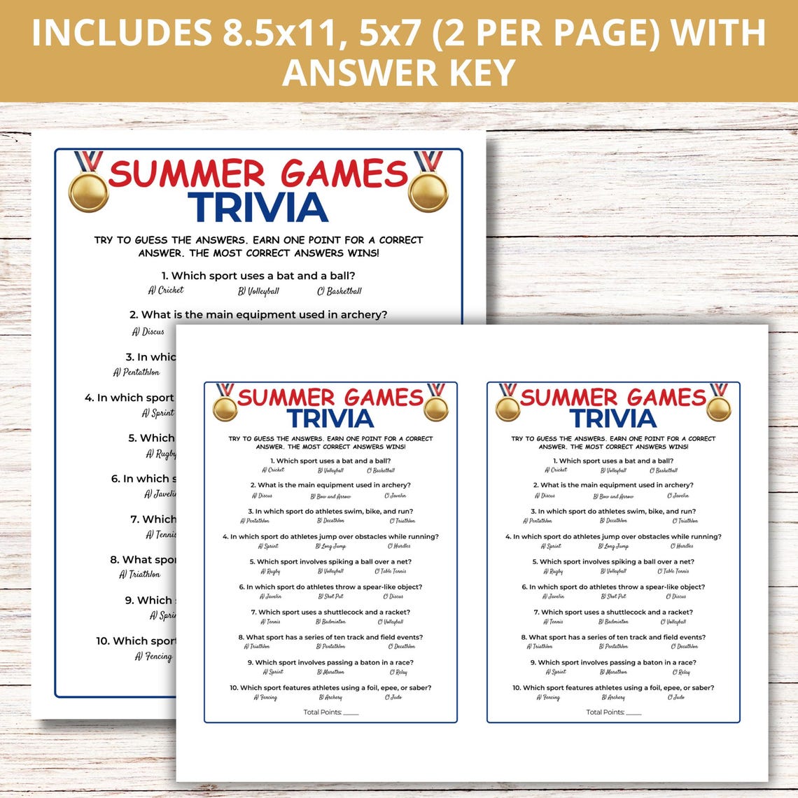 2024 Summer Games Trivia, Printable Summer Sports Trivia Game, Paris ...