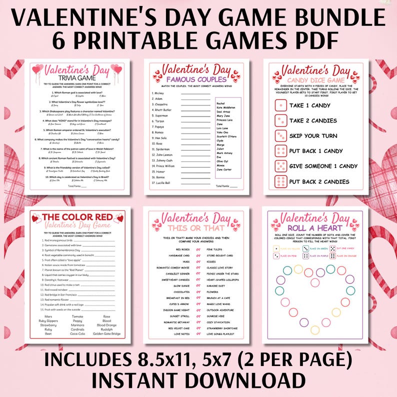 Valentine's Day Game Bundle, Printable Valentines Day Games, Fun ...
