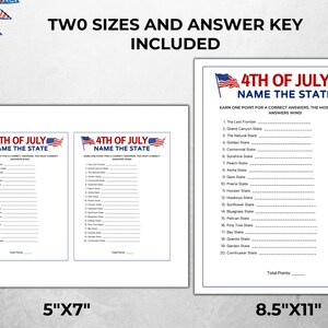 4th of July Name the State Game, Independence Day Game, 4th of July ...