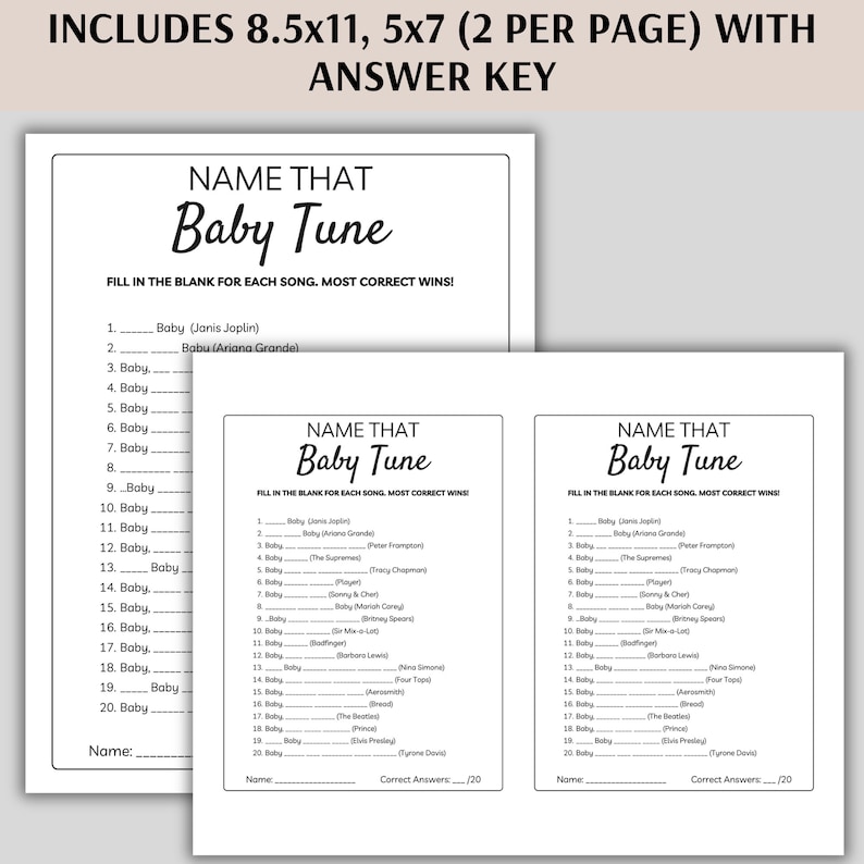 Name That Baby Tune, Printable Name That Baby Song Baby Shower Game ...