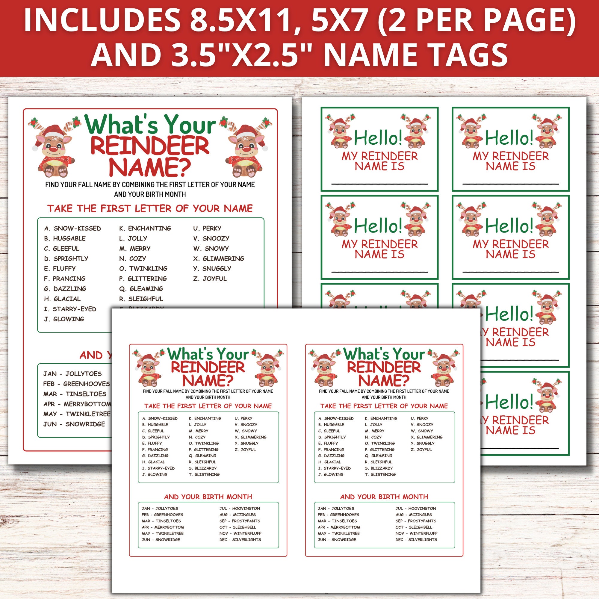 What's Your Reindeer Name Game, Printable Reindeer Name Generator Game ...
