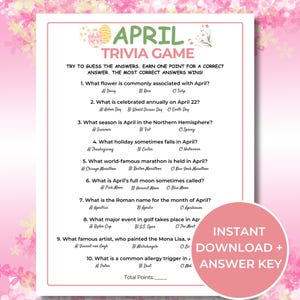April Trivia Game, Printable April Party Game, Fun Spring Activities ...