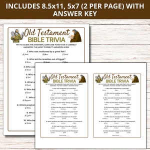 Old Testament Bible Trivia Game, Printable Bible Trivia for Kids and ...