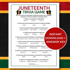 Juneteenth Trivia Game, Printable Freedom Day Trivia Game, Juneteenth ...