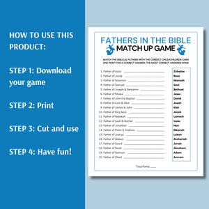 Fathers in the Bible Father's Day Match up Game, Printable Father's Day ...
