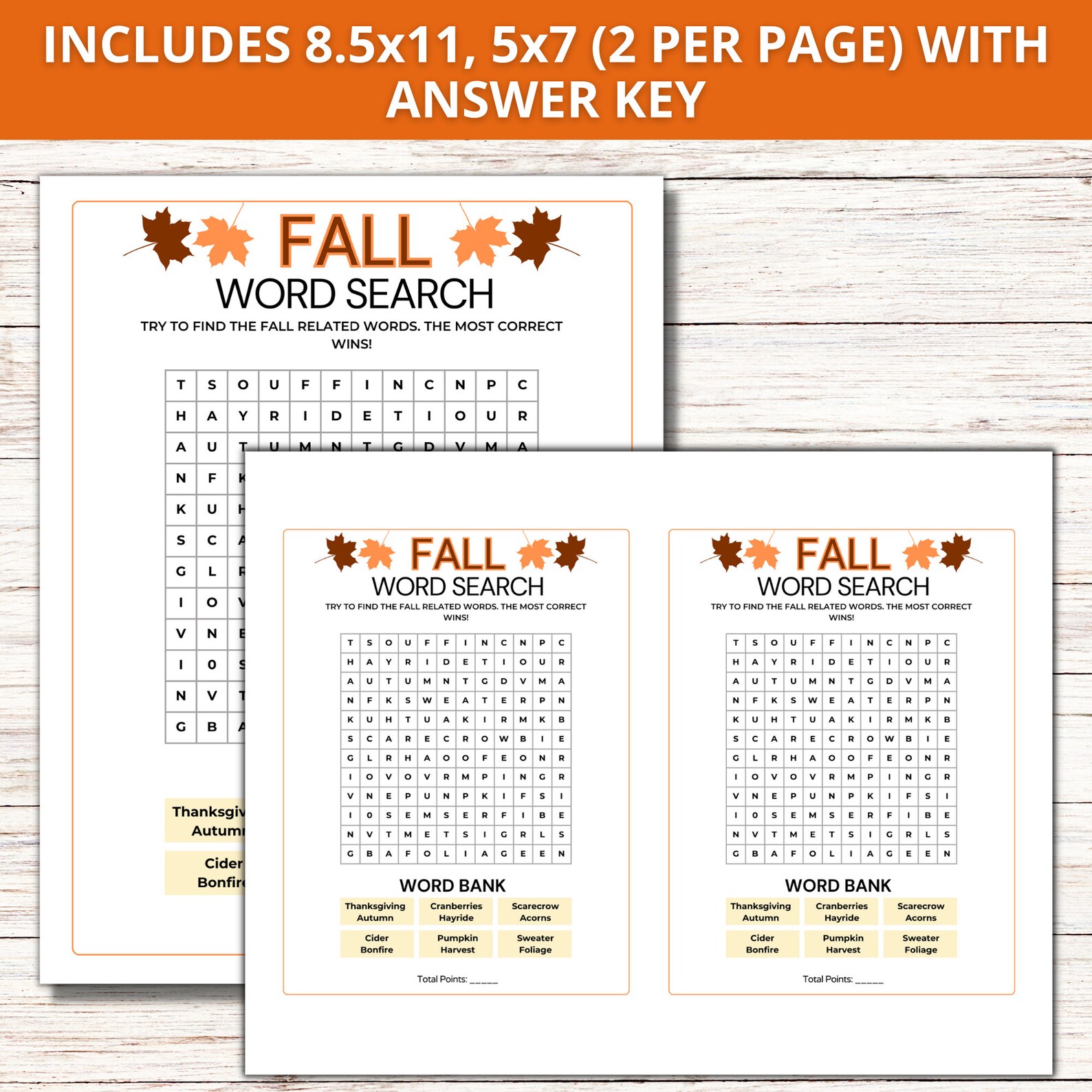 Fall Word Search Game, Printable Fall Games for Kids, Friendsgiving ...