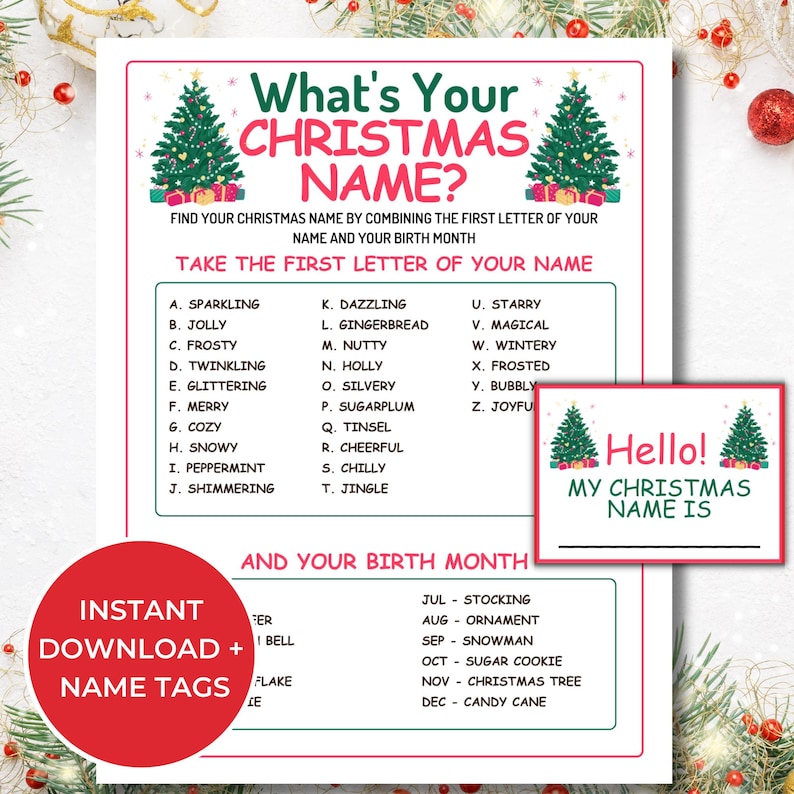 What's Your Christmas Name Game, Printable Christmas Name Generator ...