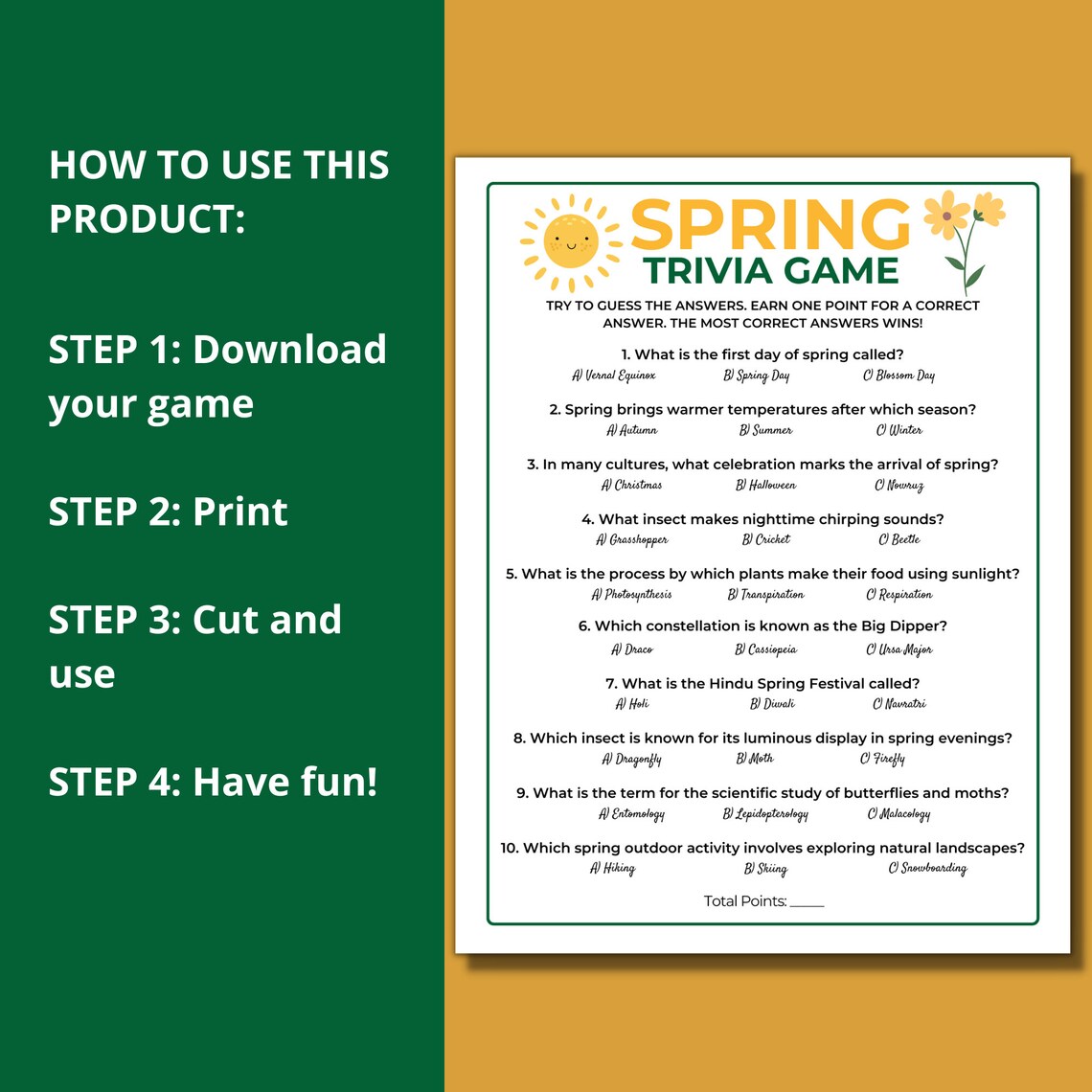 Spring Trivia Game, Printable Spring Games, Fun Spring Activities for ...