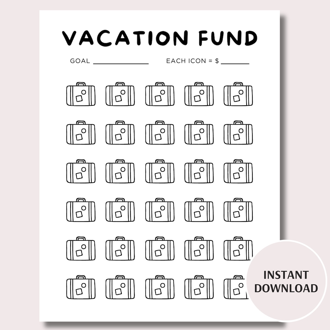 Vacation Savings Challenge, Printable Vacation Savings Tracker ...
