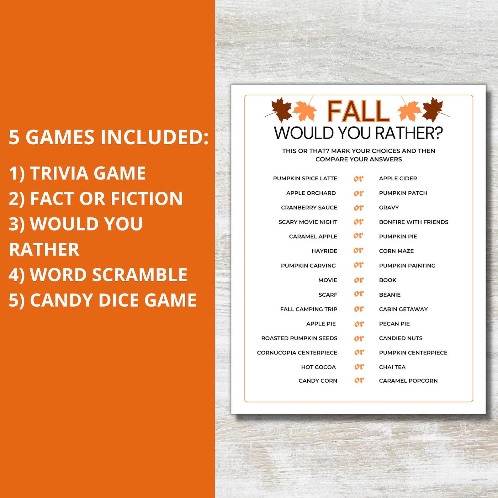 Fall Game Bundle, Printable Fall Games, Fun Fall Activities for Adults ...