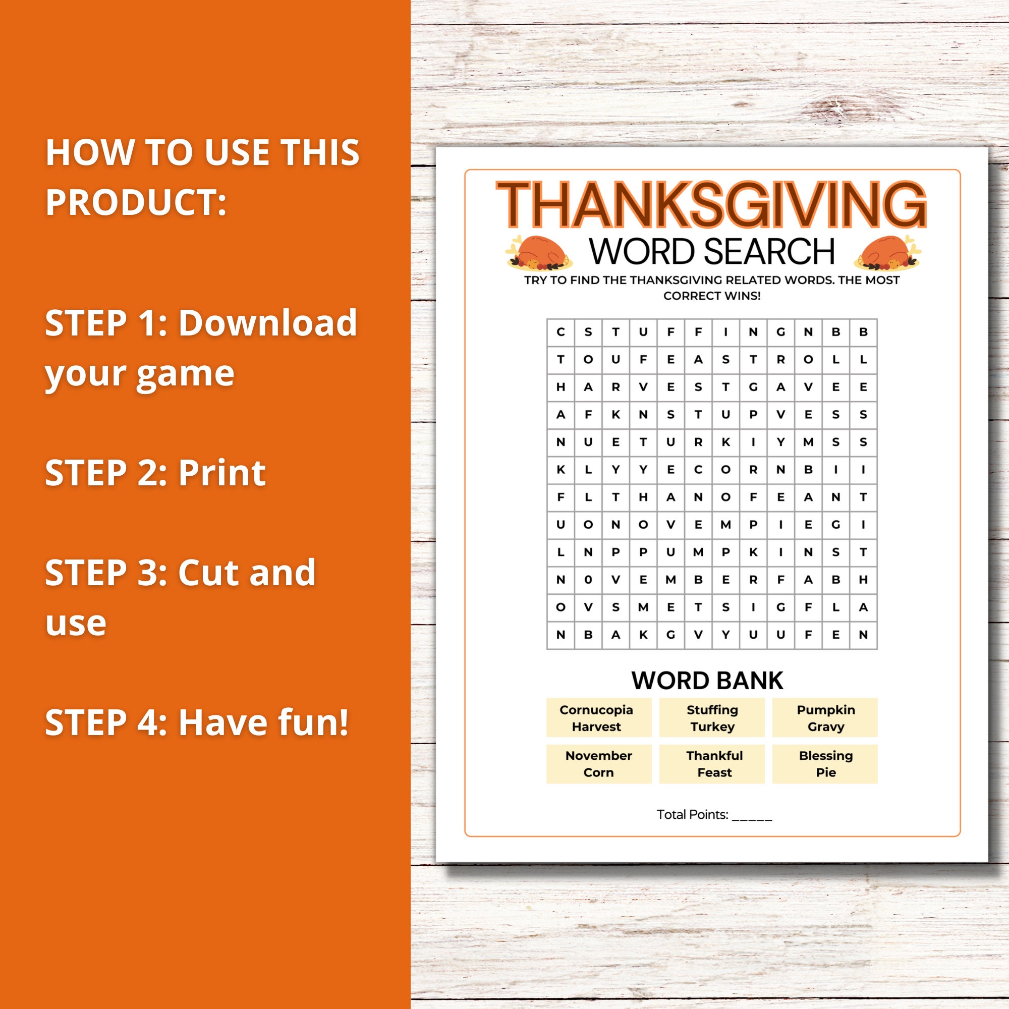 Thanksgiving Word Search Game, Printable Thanksgiving Games for Kids ...
