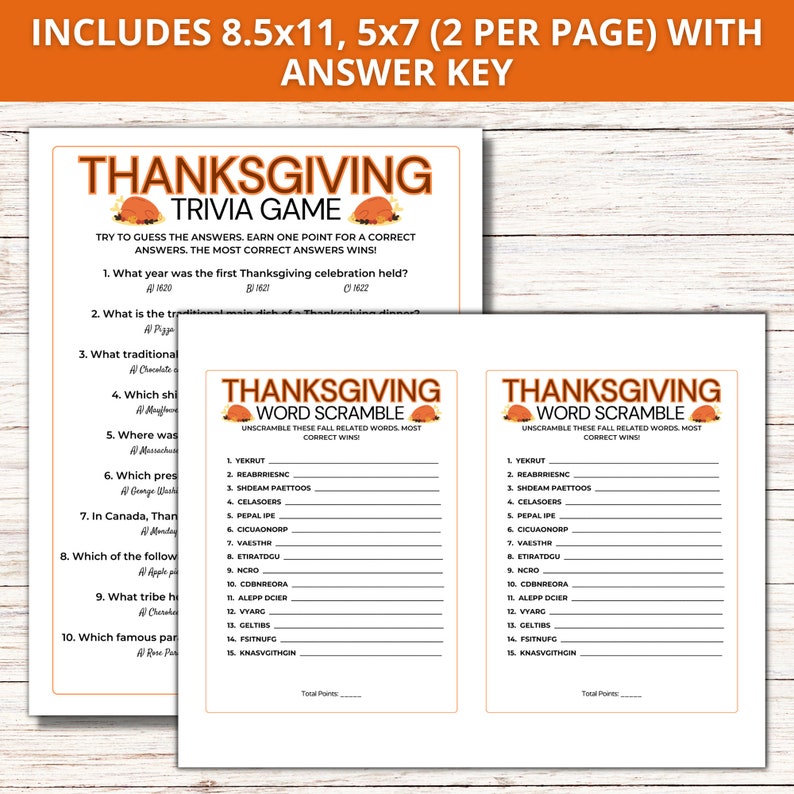 Thanksgiving Trivia Game, Printable Thanksgiving Games for Family, Fun ...