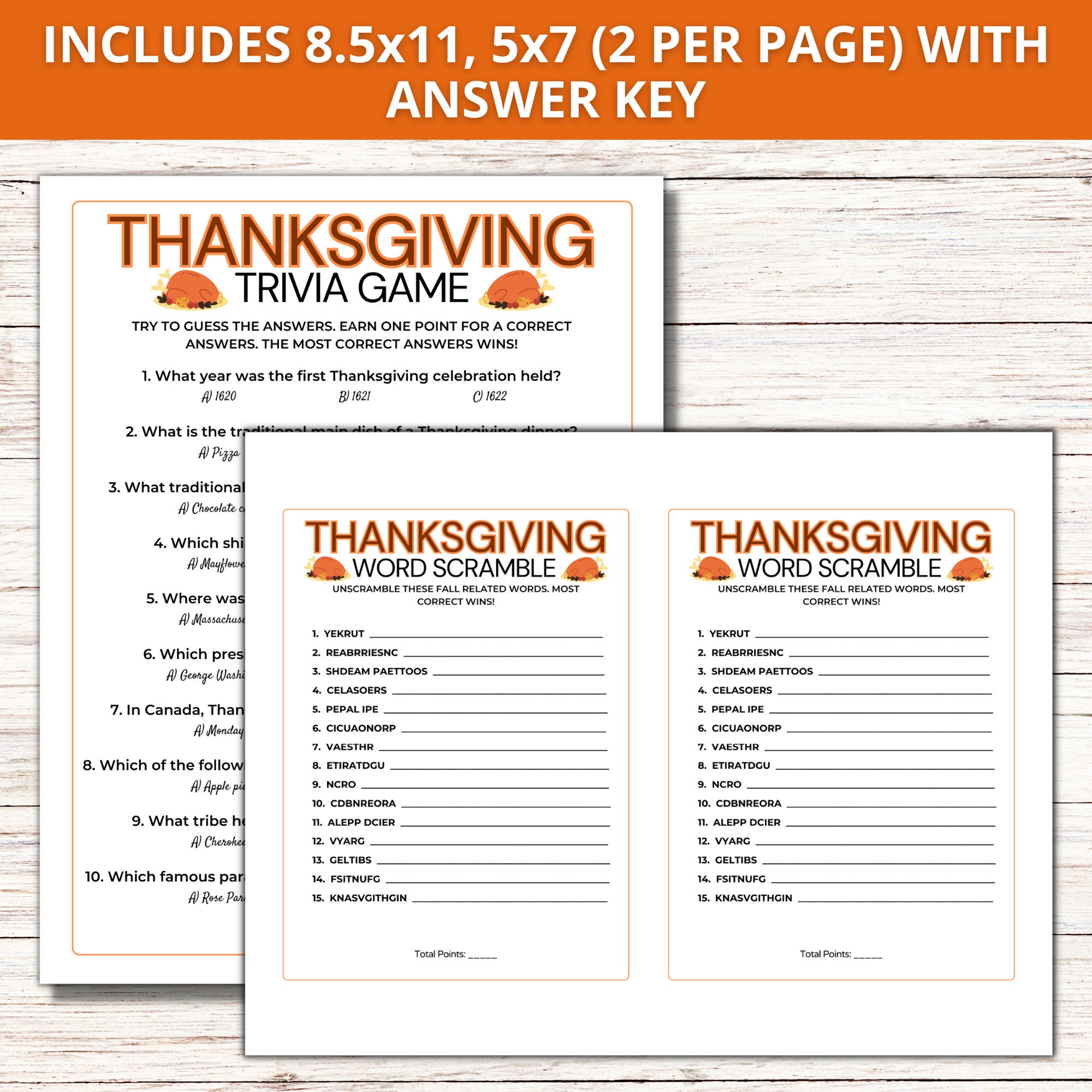 Thanksgiving Trivia Game, Printable Thanksgiving Games for Family, Fun ...