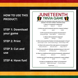 Juneteenth Trivia Game, Printable Freedom Day Trivia Game, Juneteenth ...