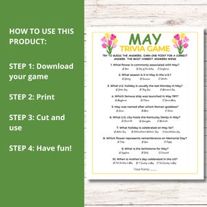 May Trivia Game, Printable May Party Game, Fun Spring Activities for ...