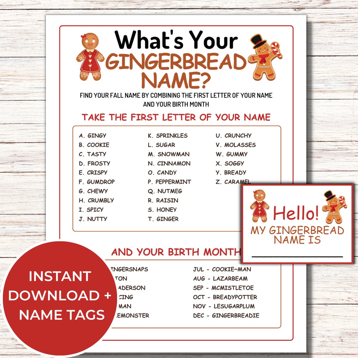 What's Your Gingerbread Name Game, Printable Gingerbread Name Generator ...
