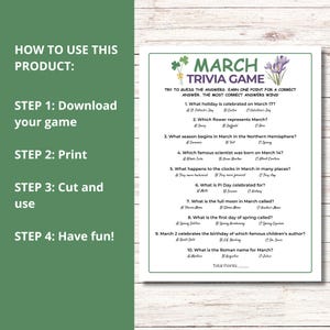 March Trivia Game, Printable March Party Game, Fun Spring Activities ...