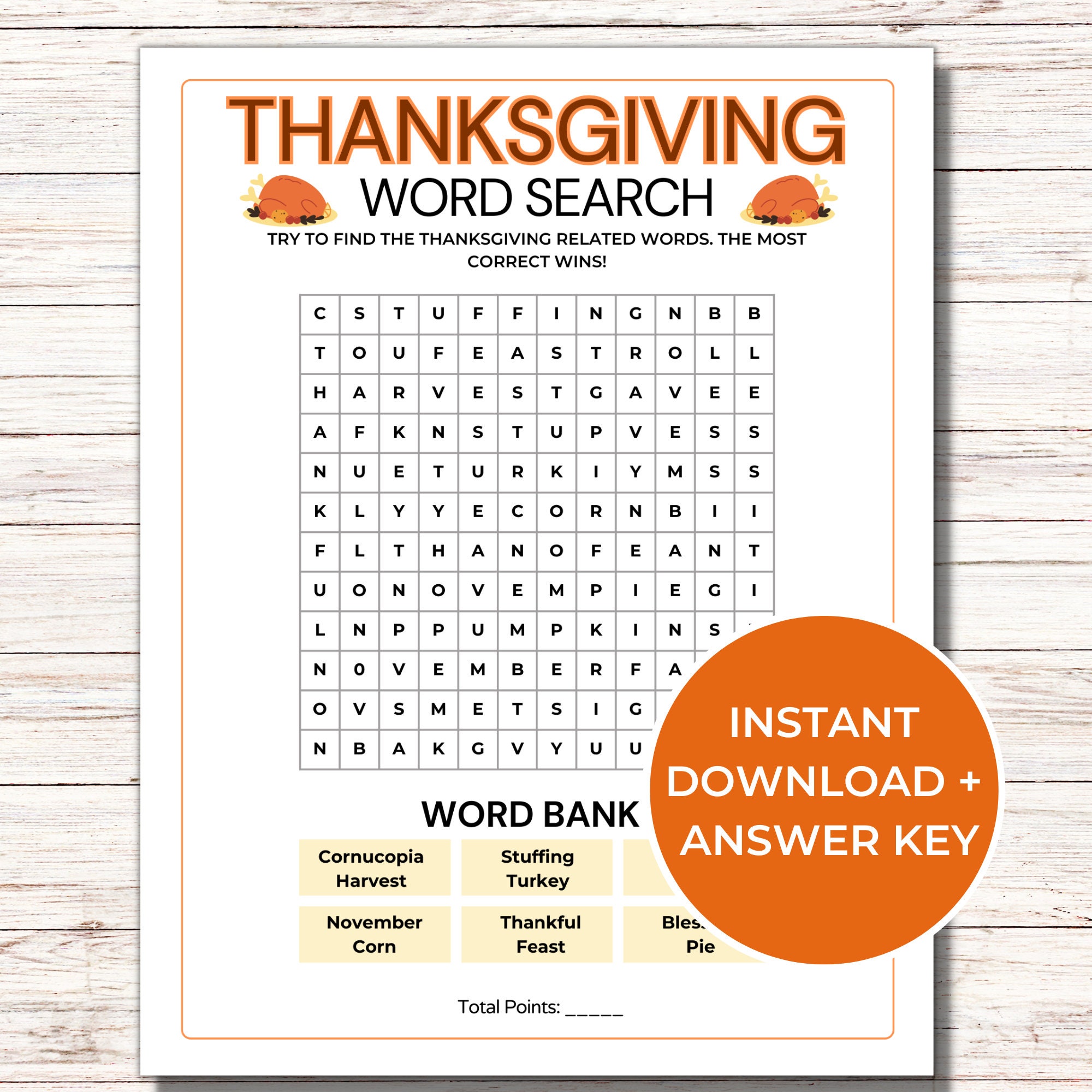Thanksgiving Word Search Game, Printable Thanksgiving Games for Kids ...