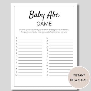 Baby ABC Game, Printable Baby Shower, ABC Game, Baby Alphabet Game, Fun ...