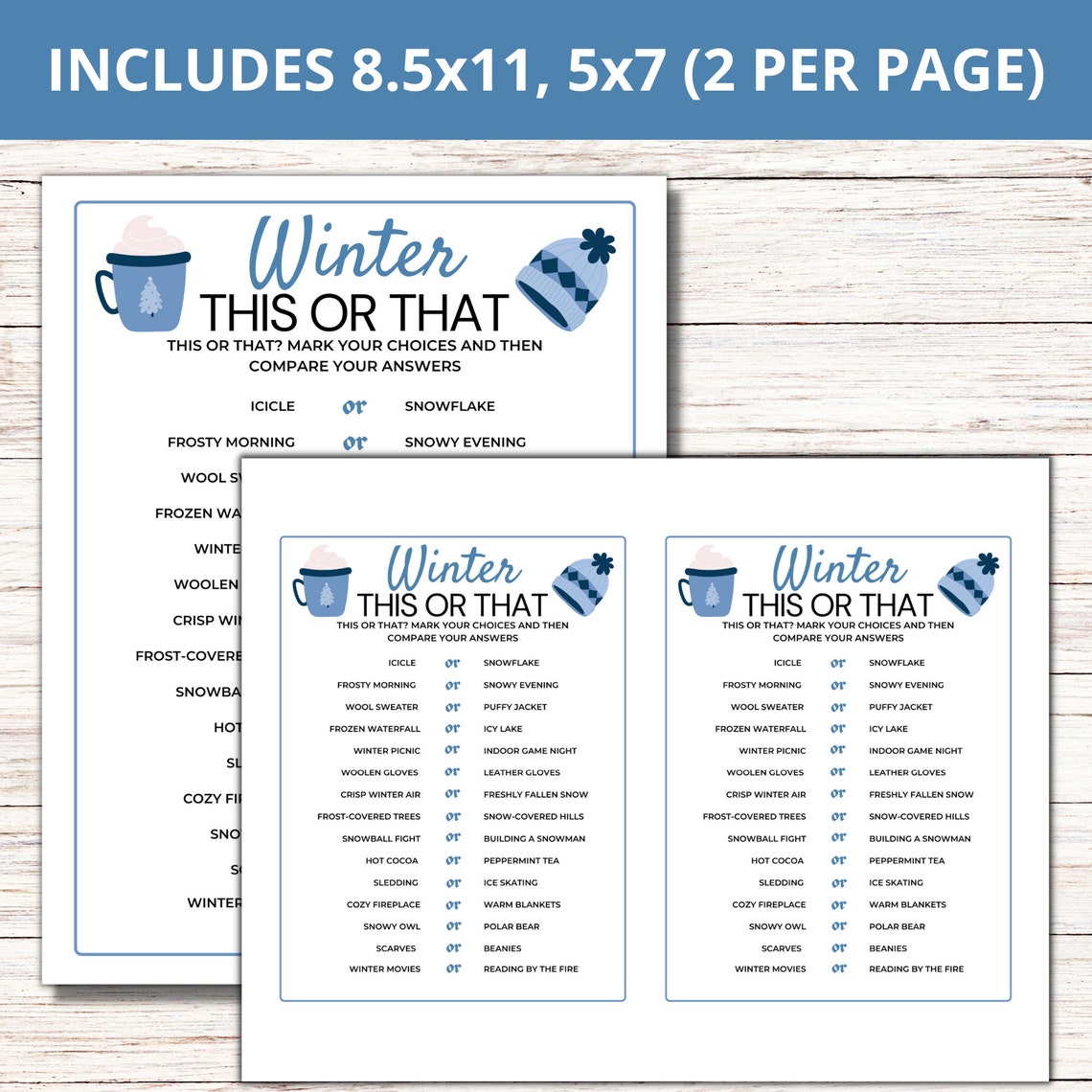 Winter This or That Printable Game, Winter Would You Rather Game ...