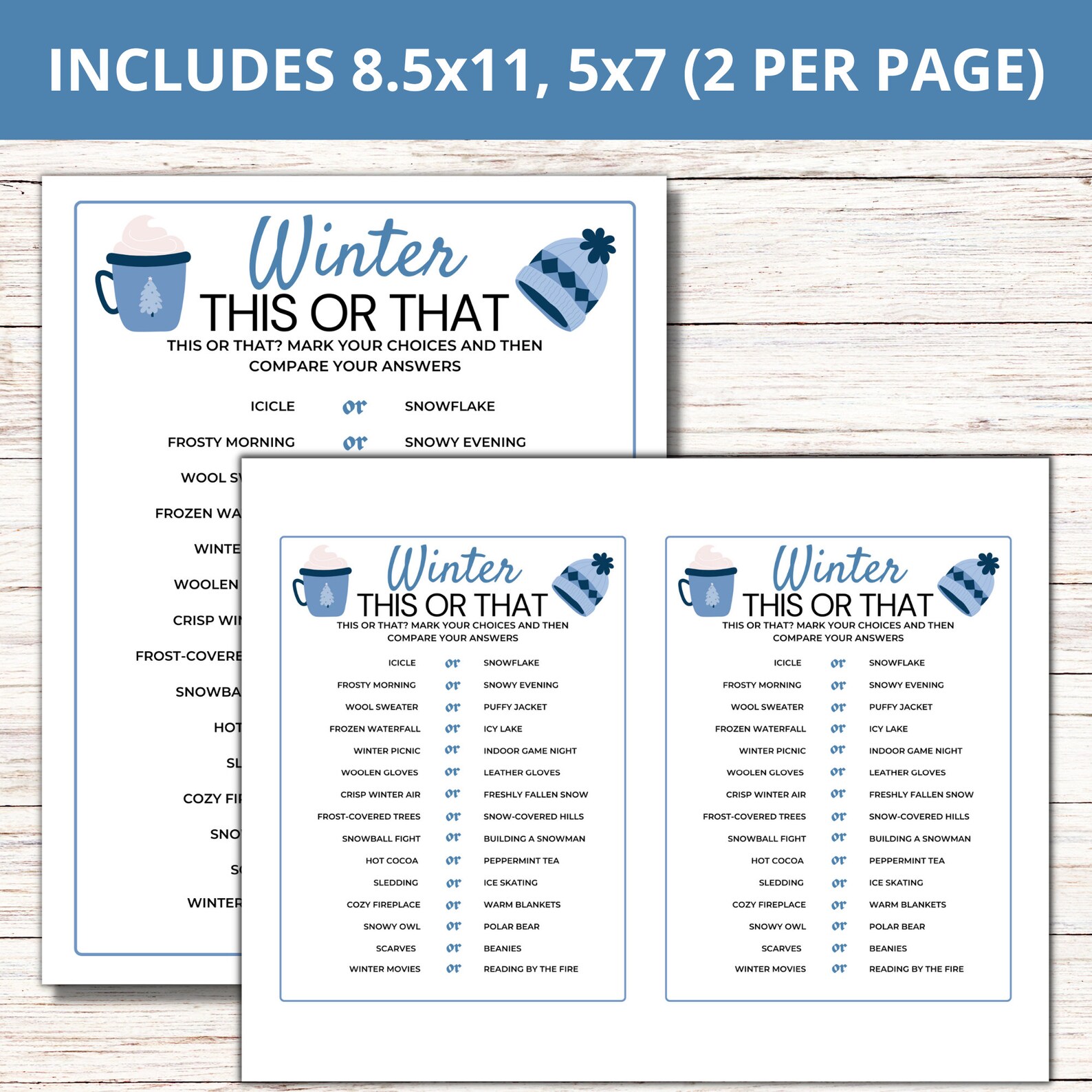 Winter This or That Printable Game, Winter Would You Rather Game ...