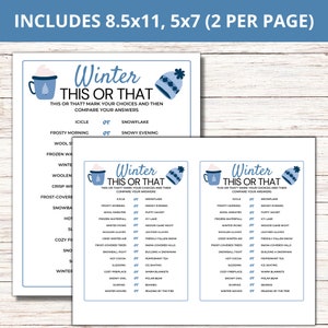 Winter This or That Printable Game, Winter Would You Rather Game ...