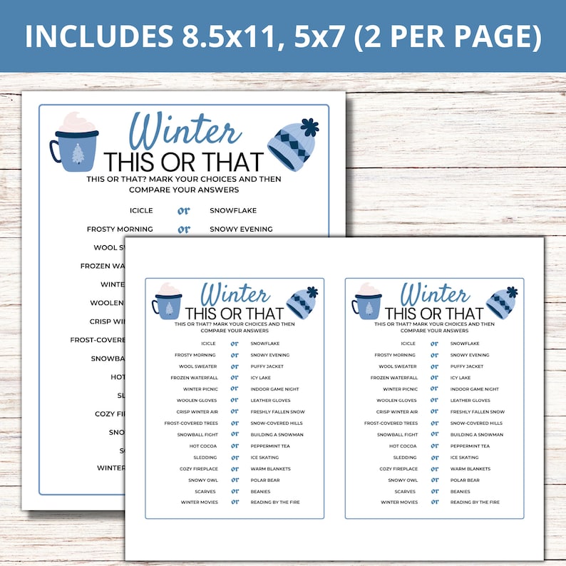 Winter This or That Printable Game, Winter Would You Rather Game ...