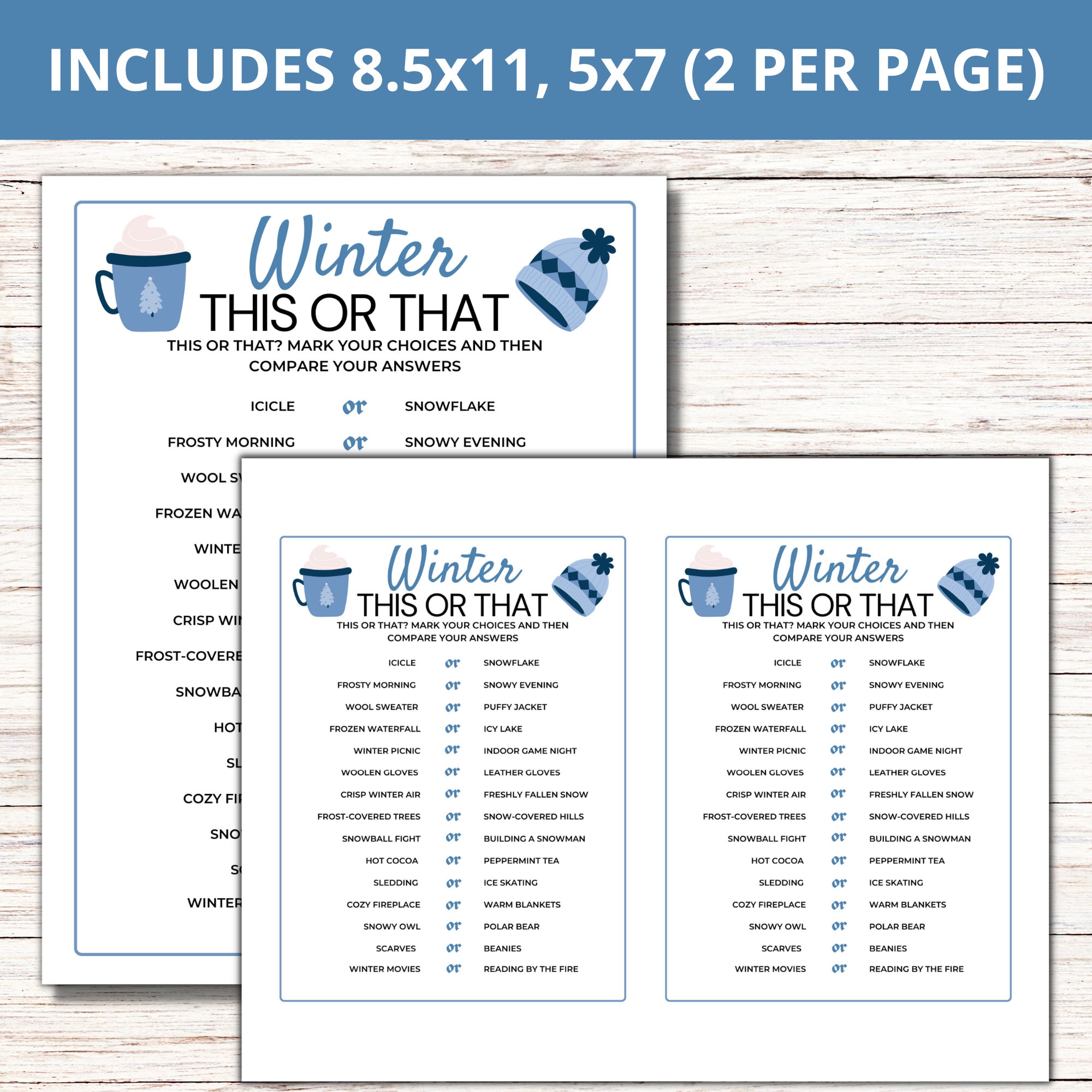 Winter This or That Printable Game, Winter Would You Rather Game ...