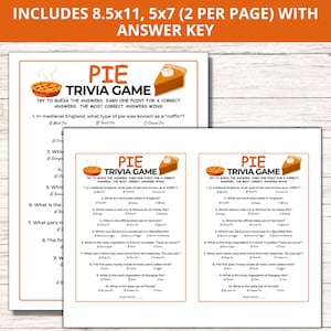 Pie Trivia Game, Printable Pie Trivia, Dessert Trivia, Food Trivia - Etsy