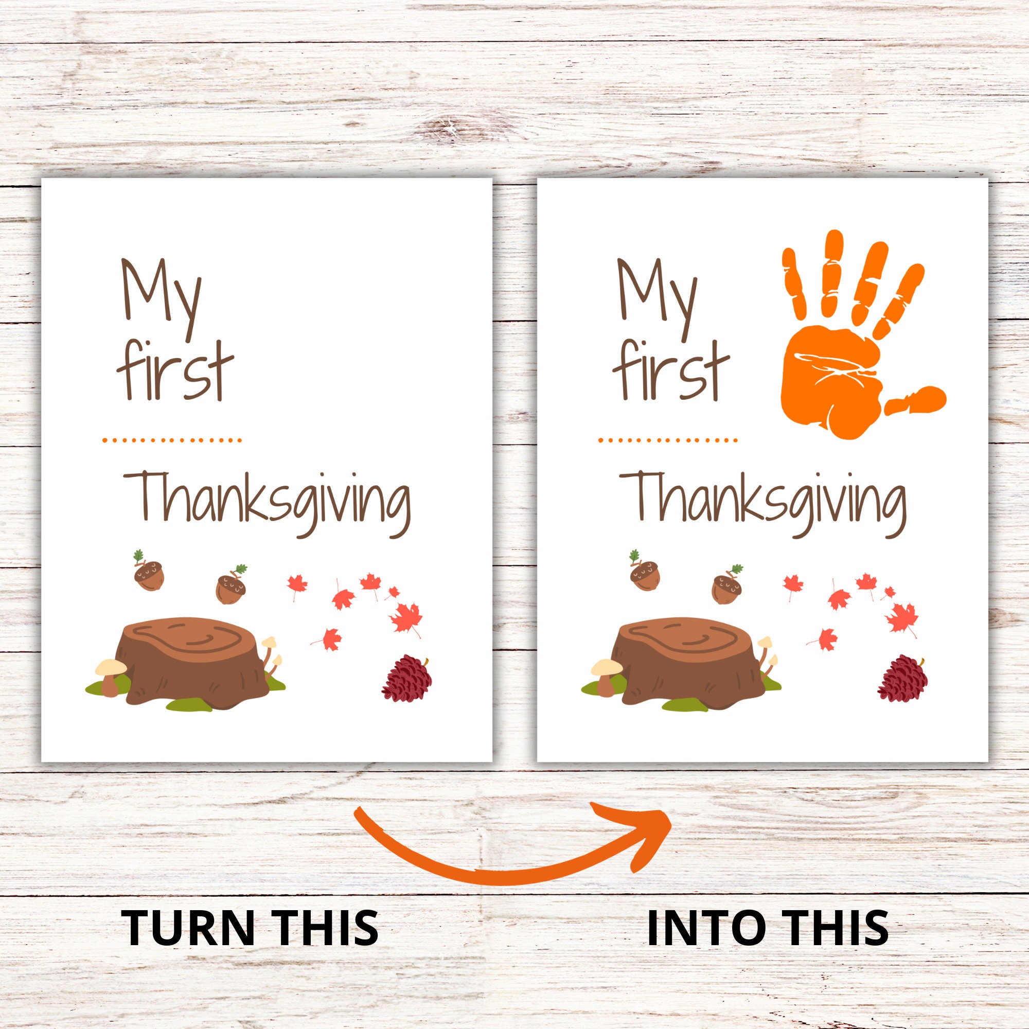 My First Thanksgiving Handprint Art, Baby Handprint Craft, Printable ...