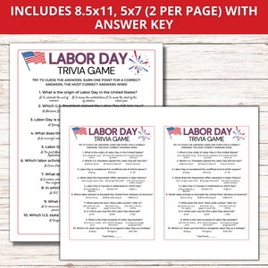 Labor Day Trivia Game, Printable Labor Day Party Game, Fun Labor Day ...