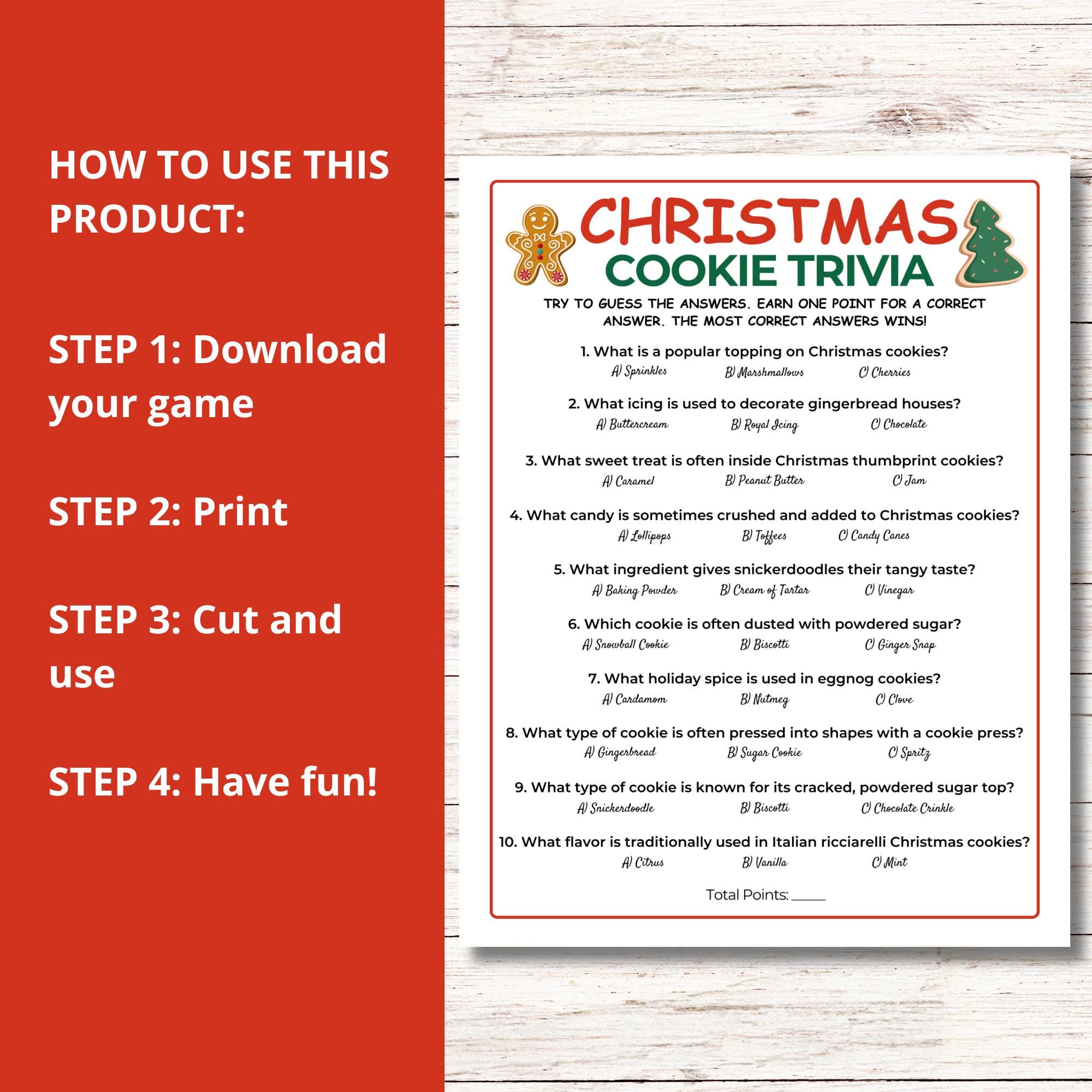Christmas Cookie Trivia Game, Printable Cookie Game, Holiday Cookie ...
