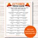 October Trivia Game, Printable October Quiz, Fall Party Games, Fall ...