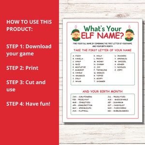 What's Your Elf Name Game, Printable Elf Name Generator Game, Fun ...